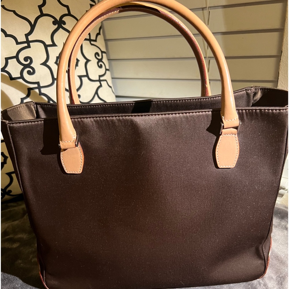 Kate Spade Rare Y2k Tote - Dark Brown Fabric W/ Light… - Gem